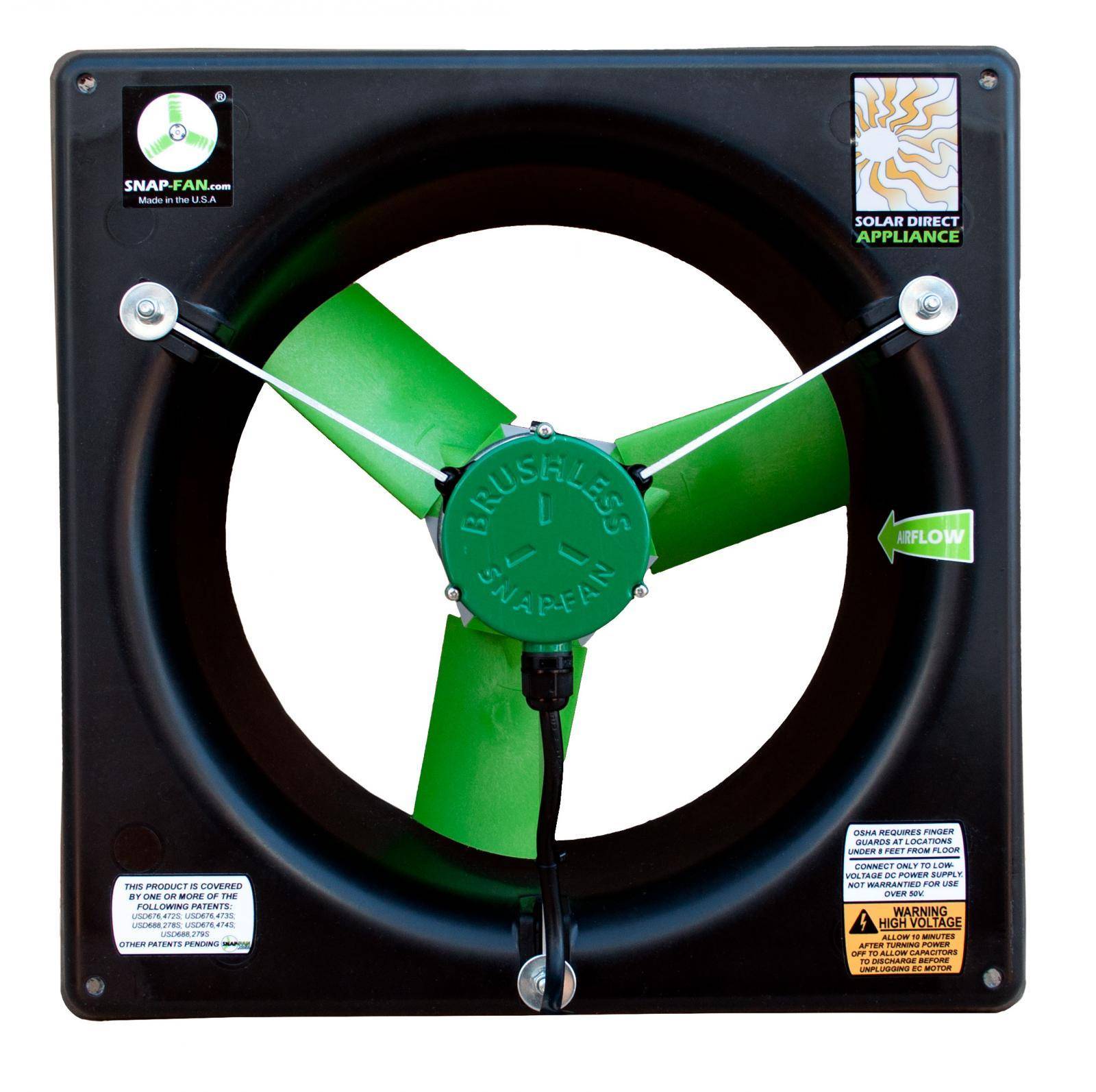 SNAP-Fan Solar/Battery DC - Brushless 12" Fan – Growhaus Supply