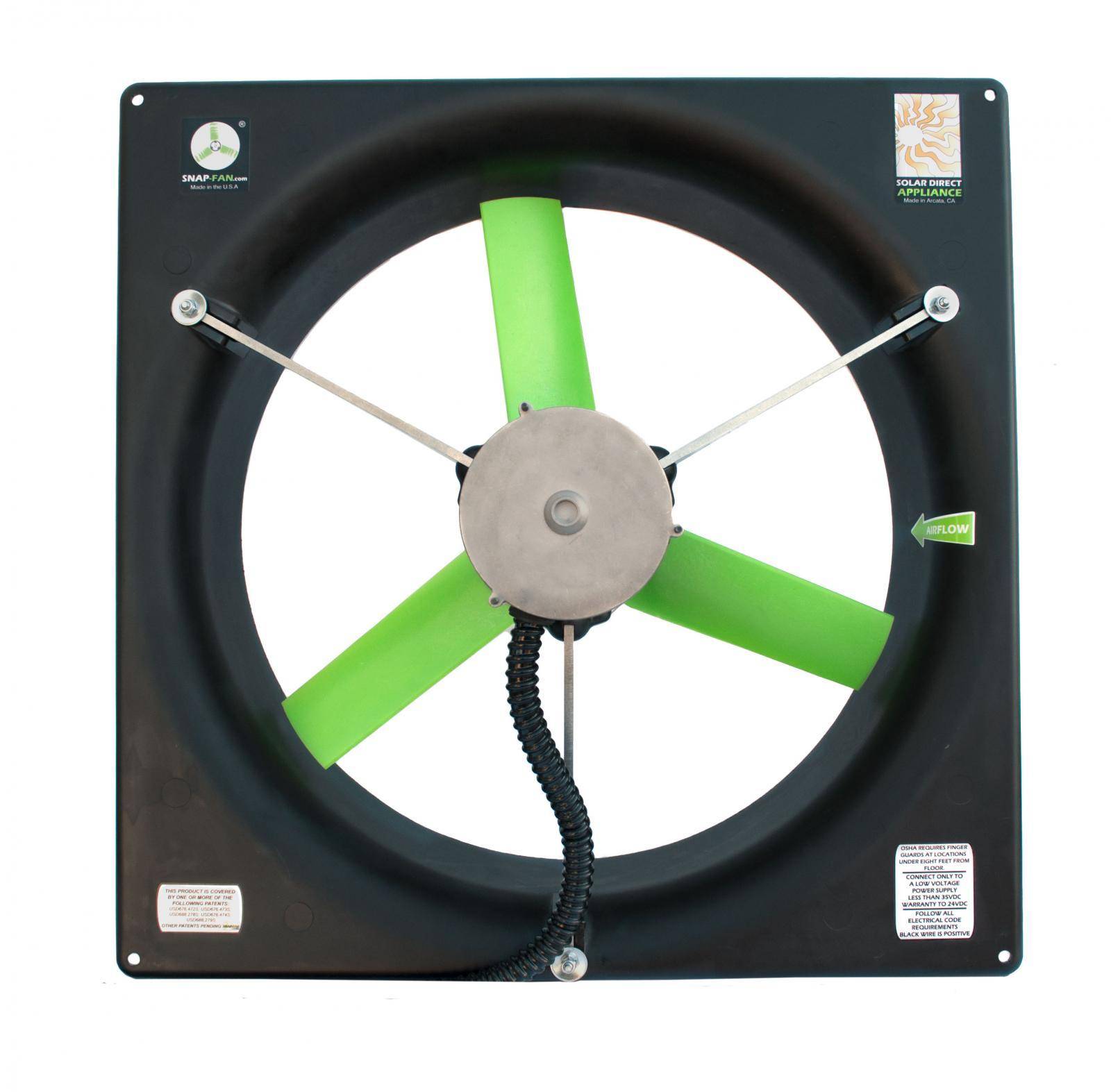 SNAP-Fan Solar/Battery DC - Brushless 20" Fan - HP – Growhaus Supply