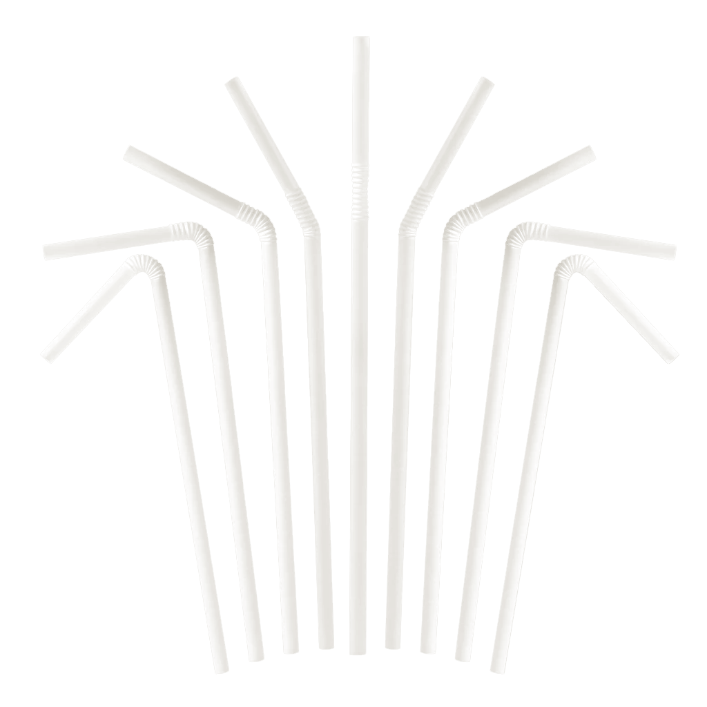 PLA Straws Compostable 7.75" Wrapped - 8-8.5"H / White / Folding Straw ...