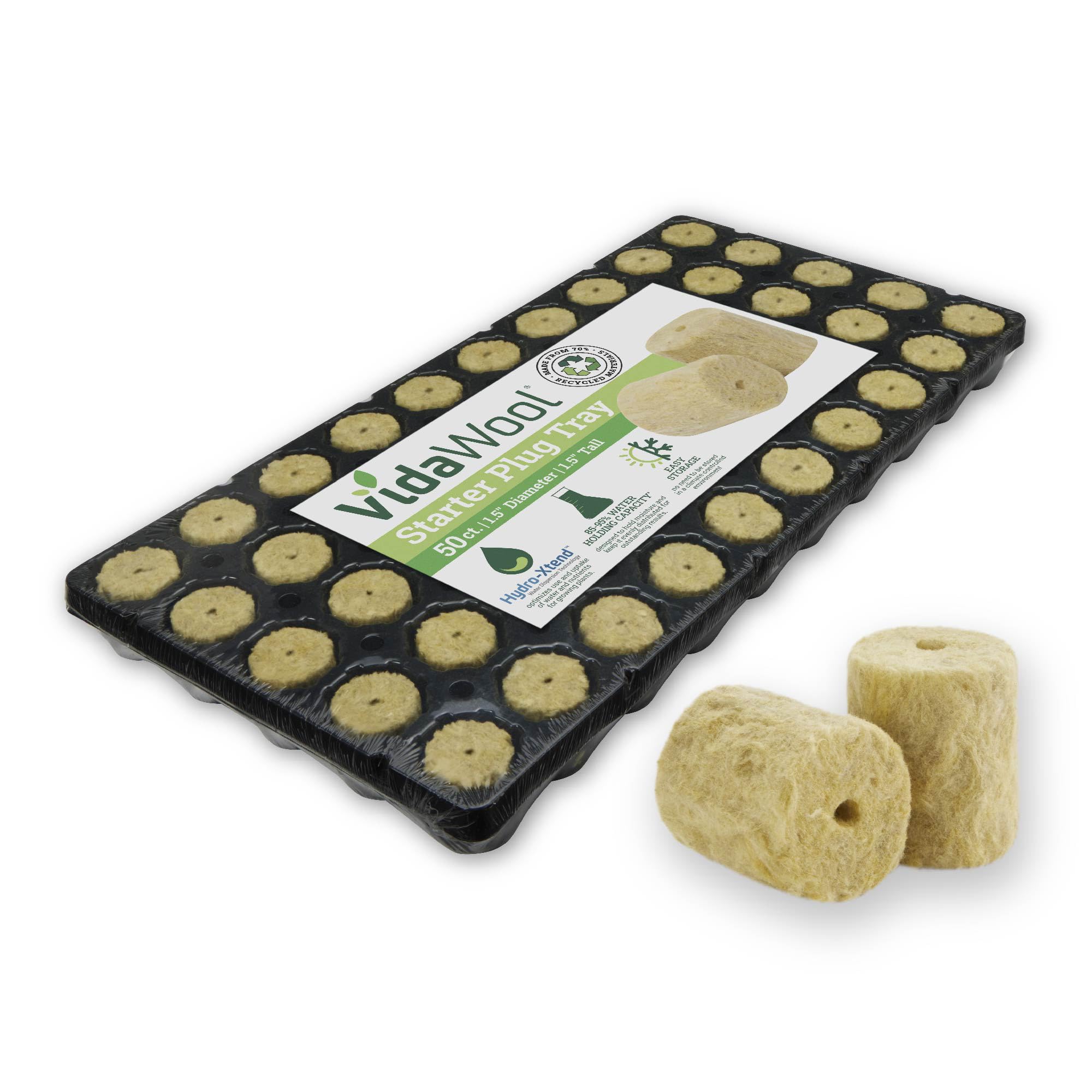 VidaWool Rockwool Round 1.5 Inch Propagation Plug - Pre-Loaded 50 cell ...
