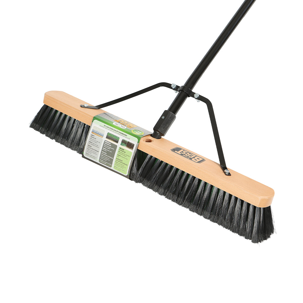 The Beast™ Assembled Wood Contractor Push Brooms - 36"L Head/ Medium B ...